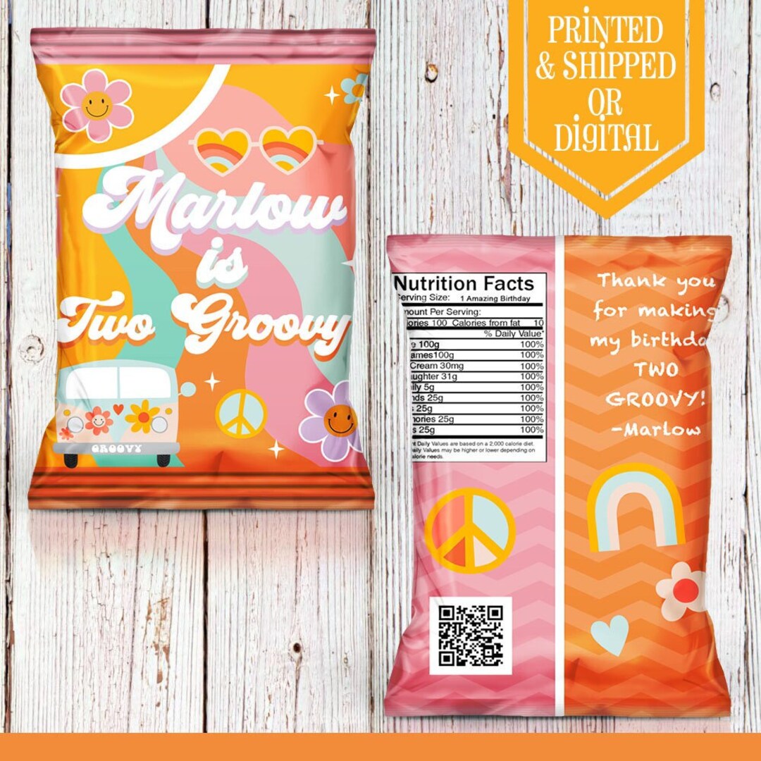 Two Groovy Chip Bags - Chip Bag - Two Groovy Party - Two Groovy ...