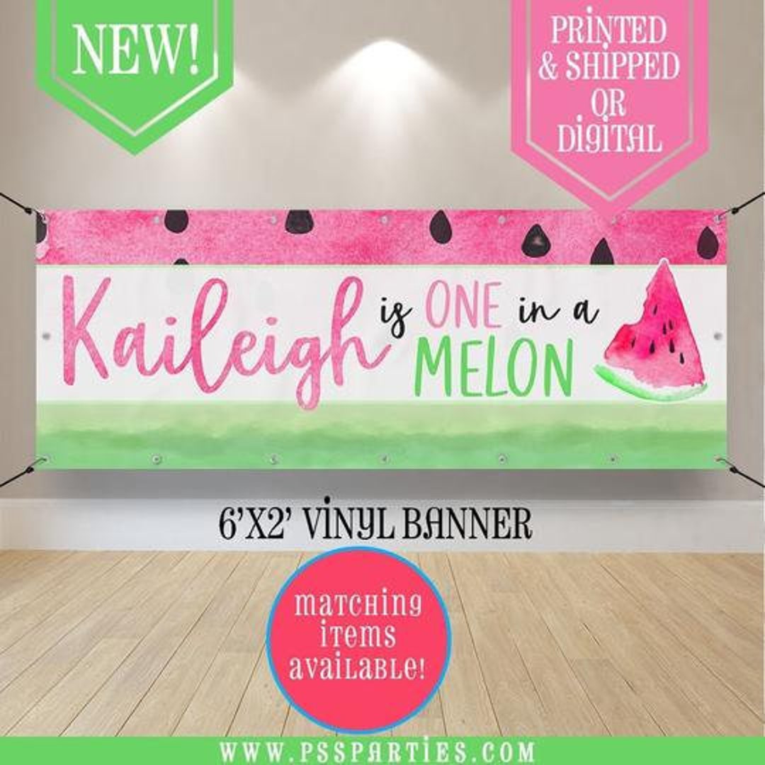 One in A Melon Banner - One in a Melon - Watermelon Party - Melon ...