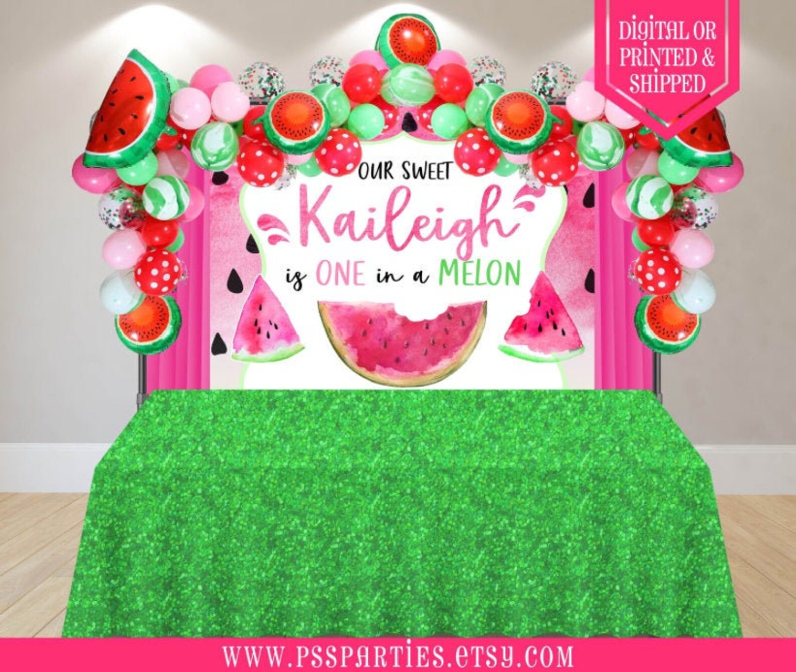 One in A Melon Backdrop One in a Melon Watermelon Party Melon Birthday ...