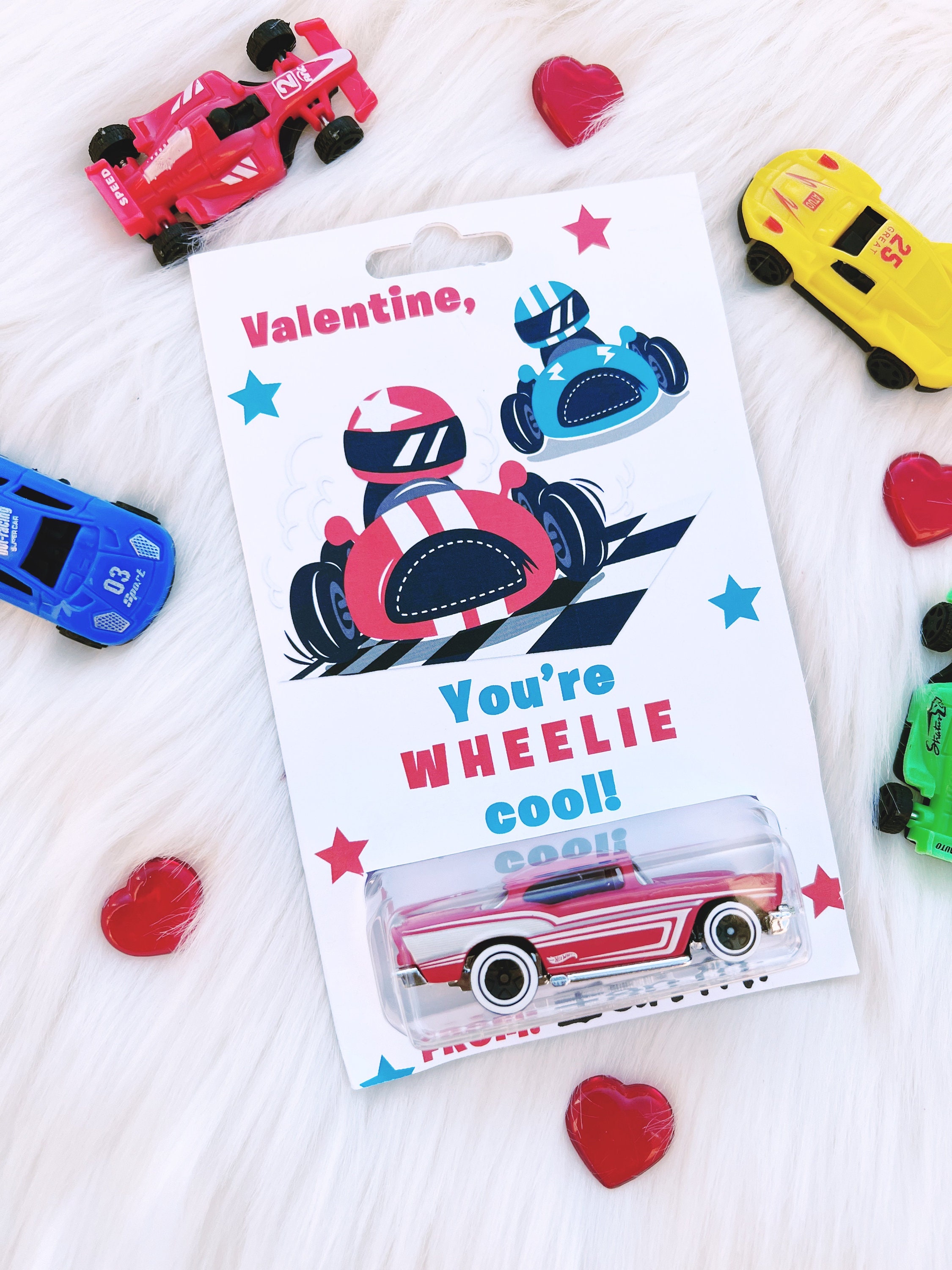 Race Car Valentines Day Card - Kids Valentine - Wheelie - Racing - Boy ...