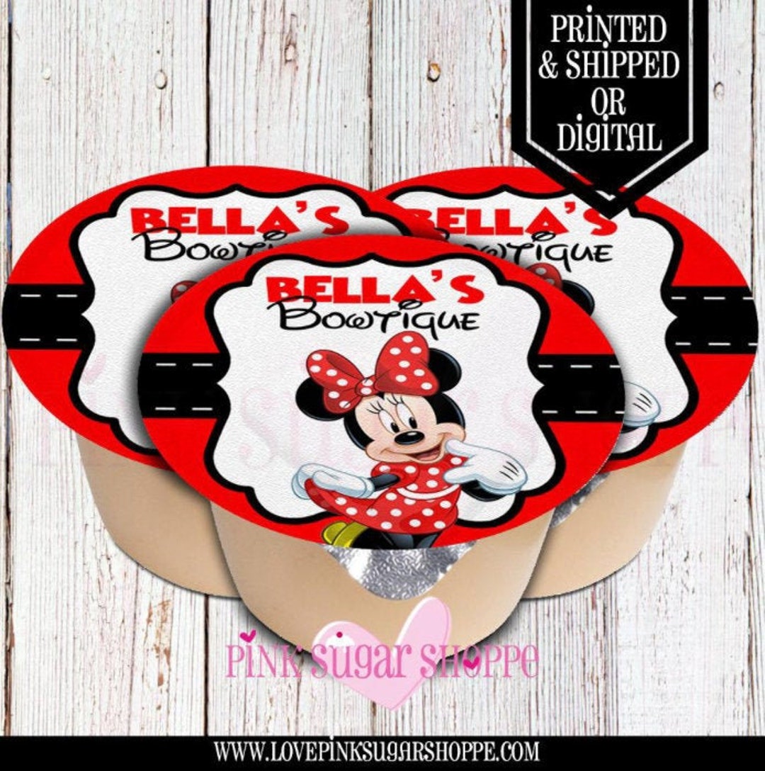 Red Minnie Mouse Applesauce/jello Labels - Applesauce Labels - Minnie ...