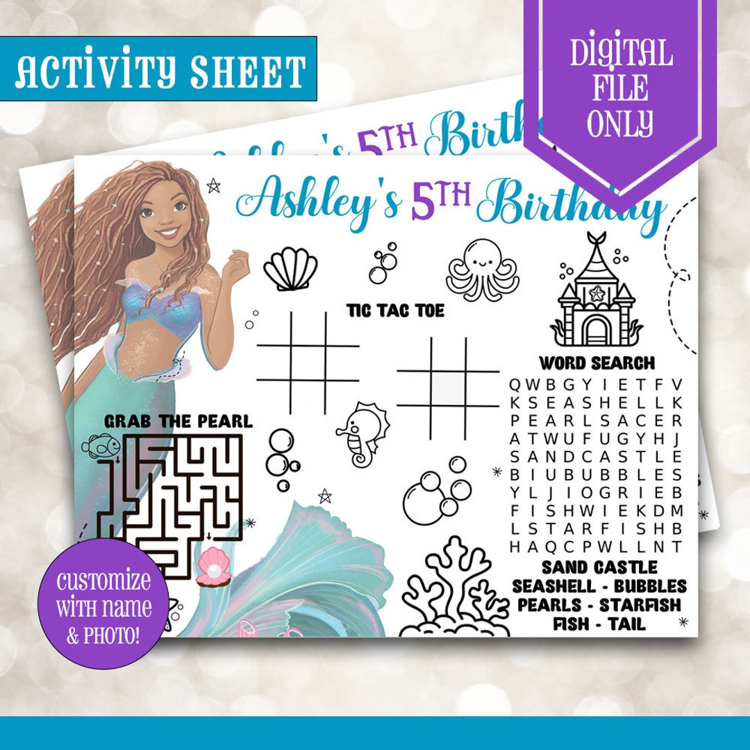 The Little Mermaid Activity Sheet - Little Mermaid Party - Little ...