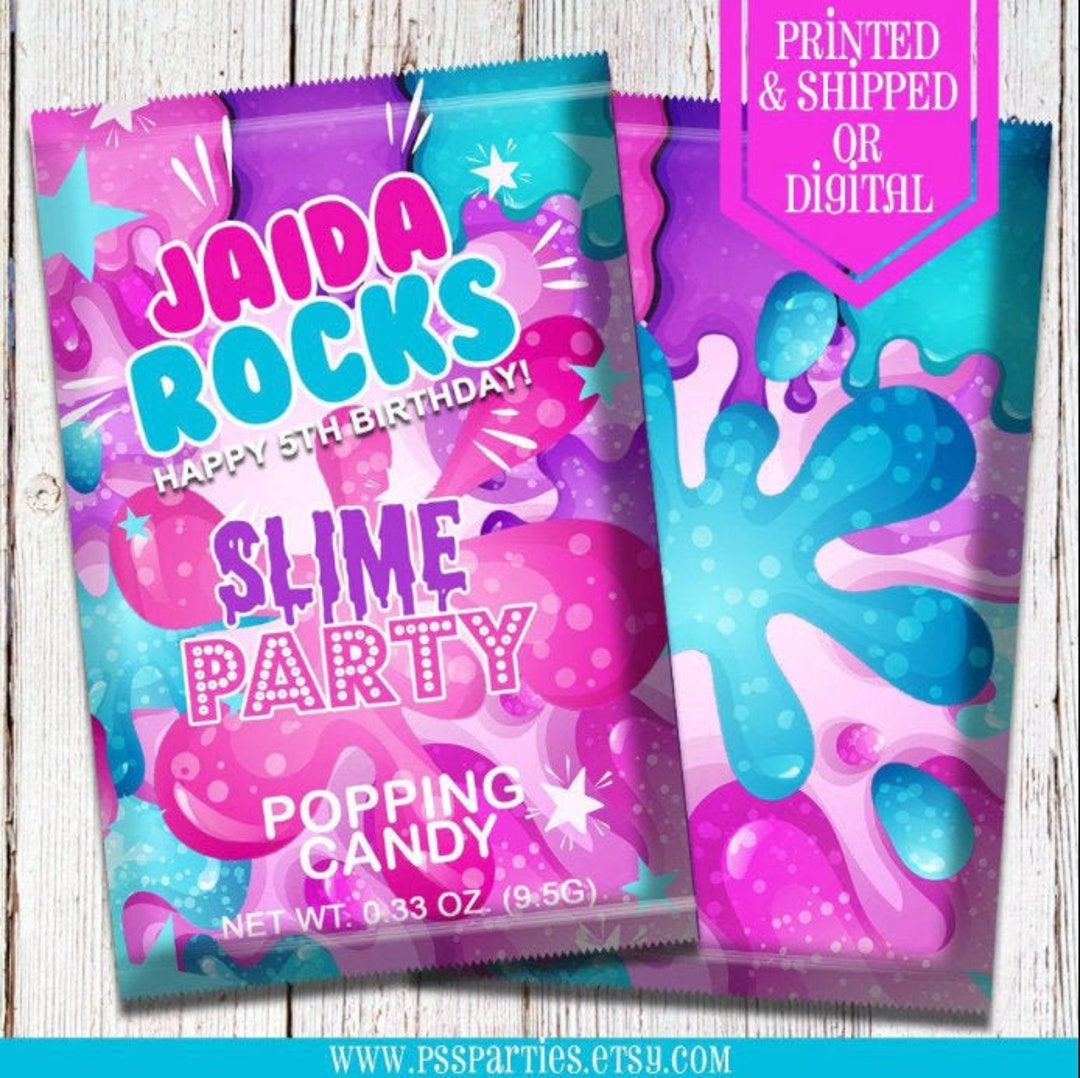 Slime Popping Candy - Candy Labels - Slime Party - Slime Birthday ...