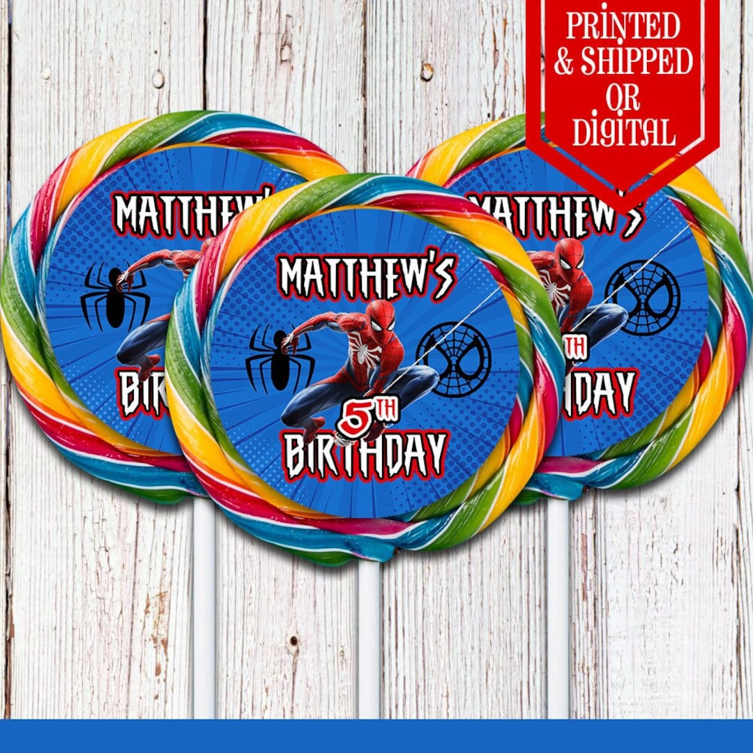 Spiderman Lollipop Labels - Candy Labels - Spiderman Party - Spiderman ...