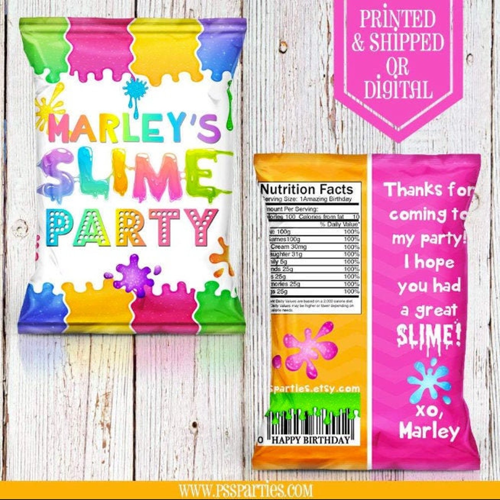 Rainbow Slime Party Chip Bags - Chip Bags - Slime Party - Slime ...