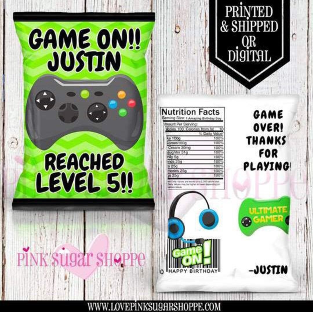 Gamer Chip Bags - Gamer Favors - Game on Favors - Gamer Party - Video ...