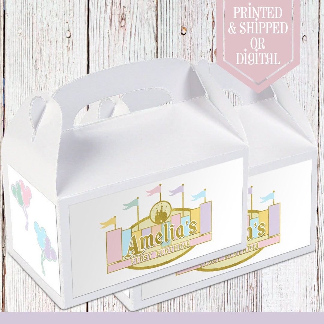 White Disneyland Favor Box - Gable Box - Vintage Mickey Party ...