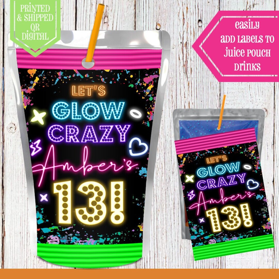 Lets Glow Crazy Juice Pouch Labels - Juice Labels - Lets Glow Crazy ...