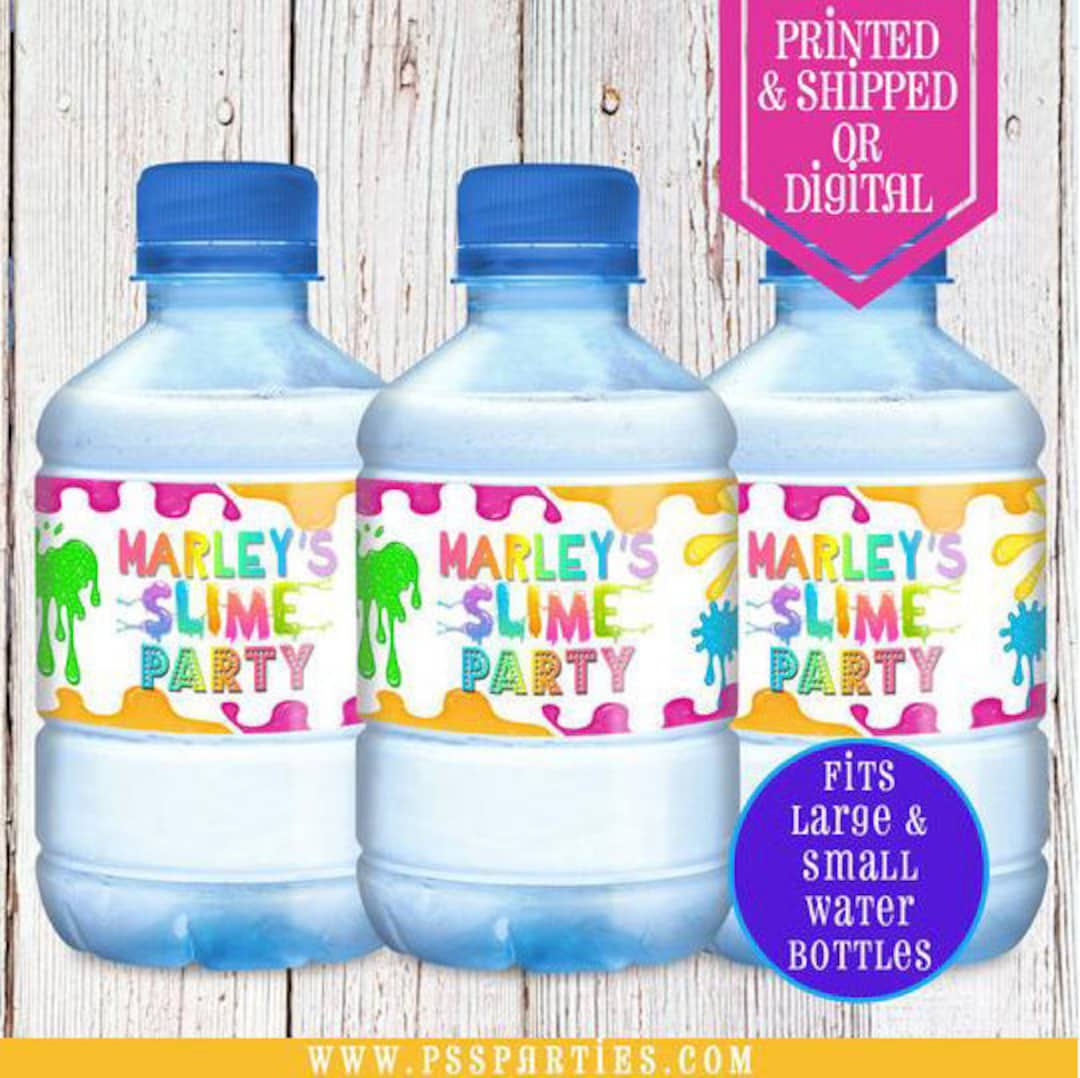 Rainbow Slime Water Bottle Labels - Water Label - Slime Party - Slime ...