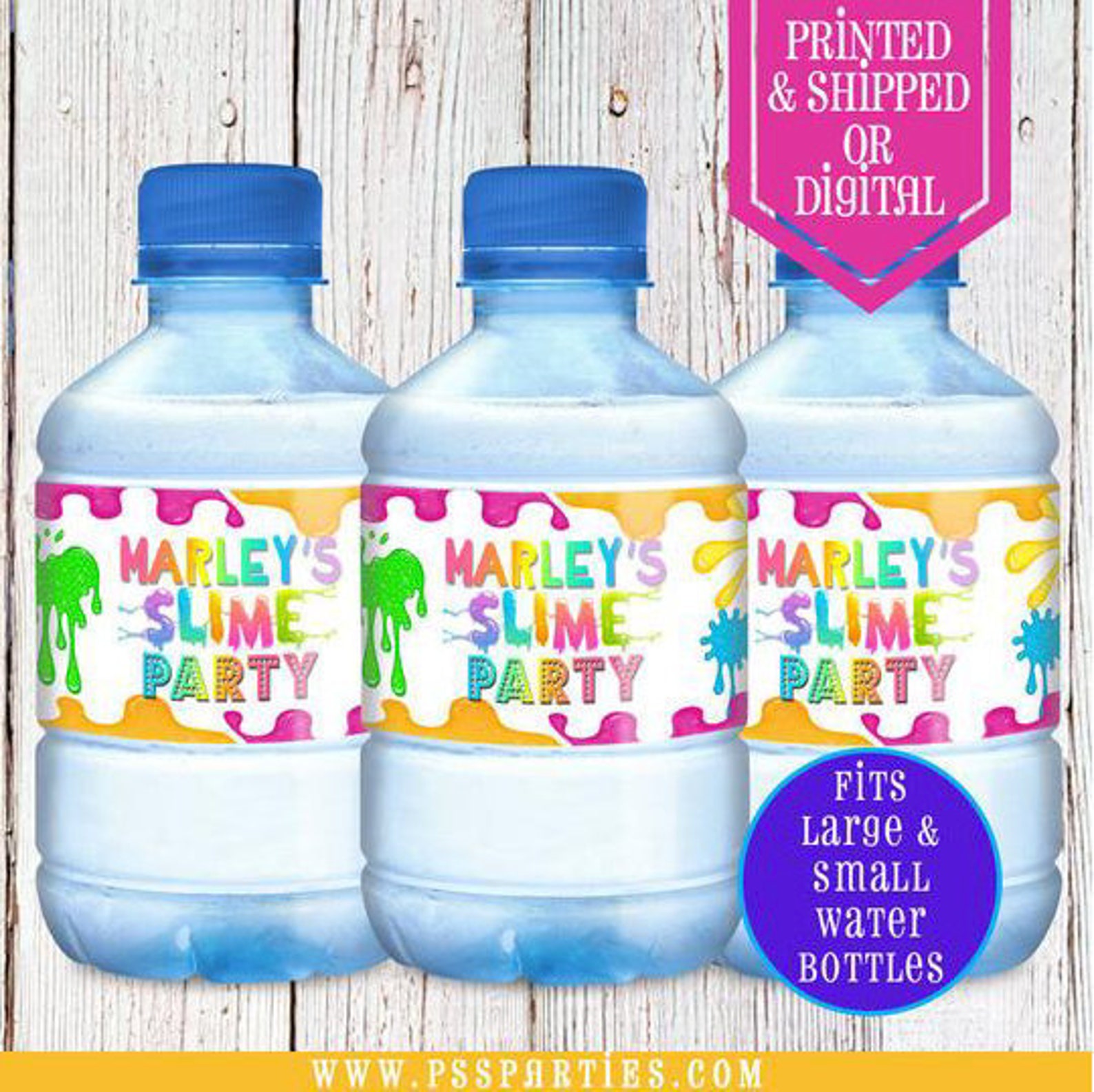 Rainbow Slime Water Bottle Labels Water Label Slime Party - Etsy