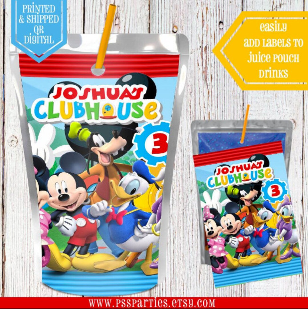 Mickey Mouse Clubhouse Juice Pouch Labels - Juice Labels - Mickey Mouse ...