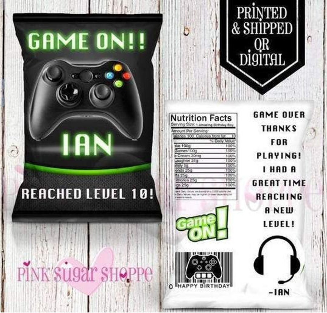 Game on Chip Bags - Gamer Favors - Game on Favors - Gamer Party - Video ...