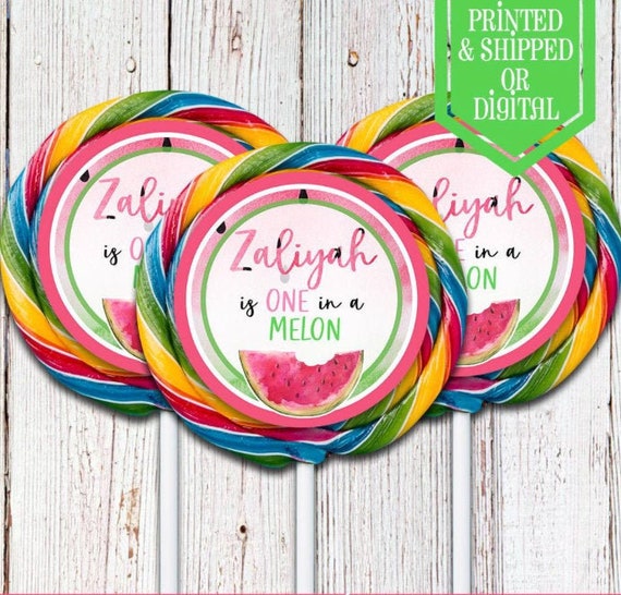 One in a Melon Lollipop Labels Candy Labels Watermelon | Etsy