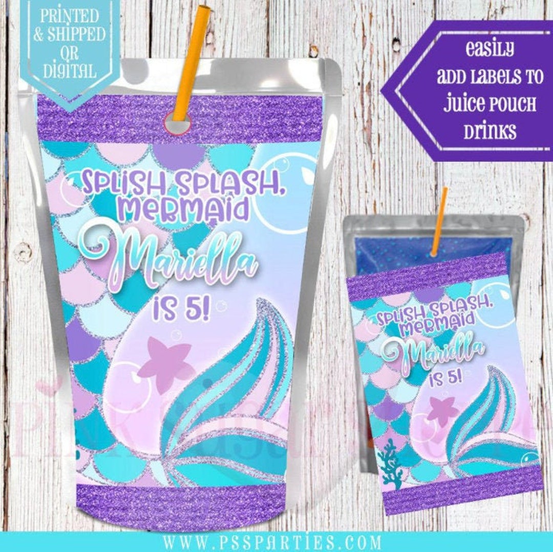 Mermaid Juice Pouch Labels - Juice Label - Mermaid Party - Mermaid ...