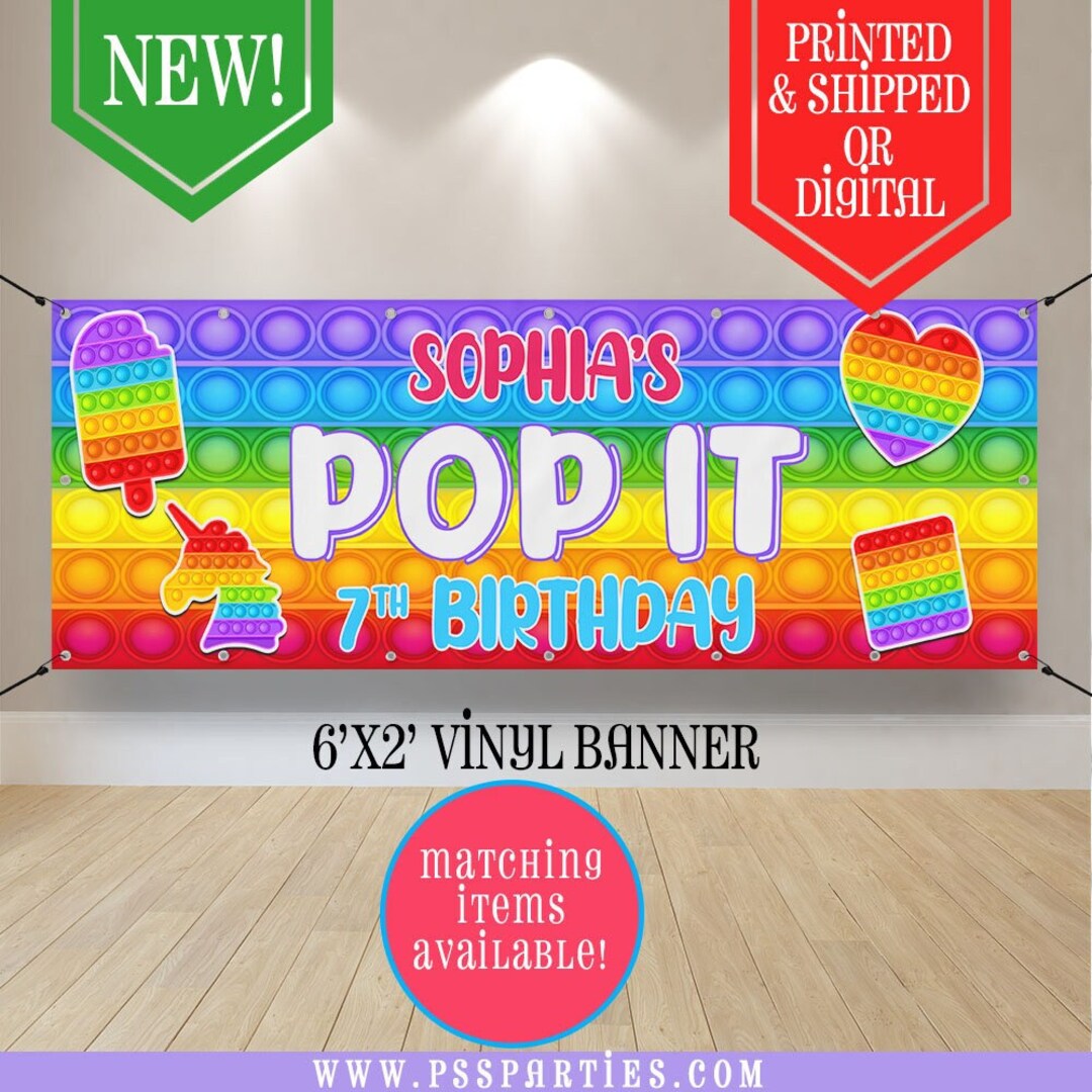 Rainbow Pop It Banner Pop It Pop It Birthday Banner Pop - Etsy