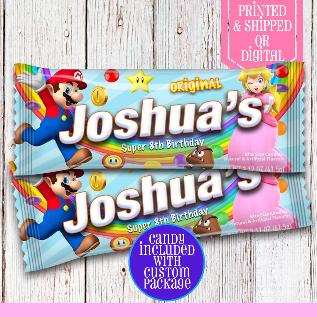 Mario and Peach Rainbow Candies - Candy Labels - Super Mario Party ...