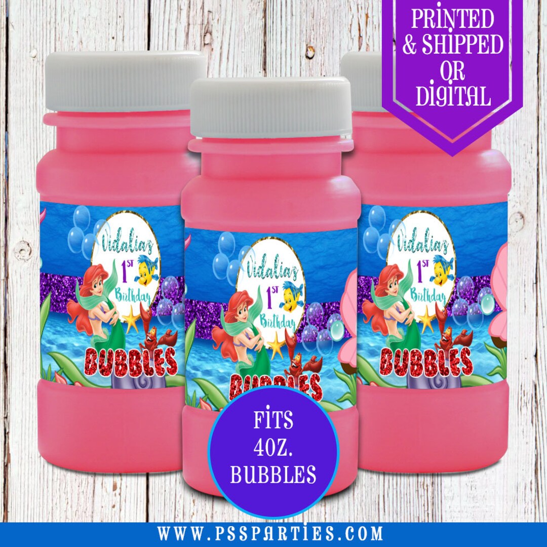 Little Mermaid Bubble Labels - Bubble Labels - Little Mermaid Party ...