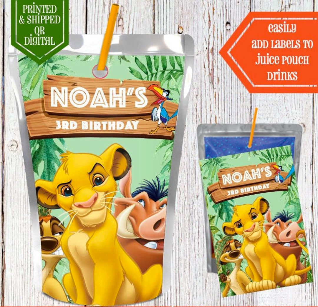 Lion King Juice Pouch Labels - Juice Labels - Lion King Party - Lion ...