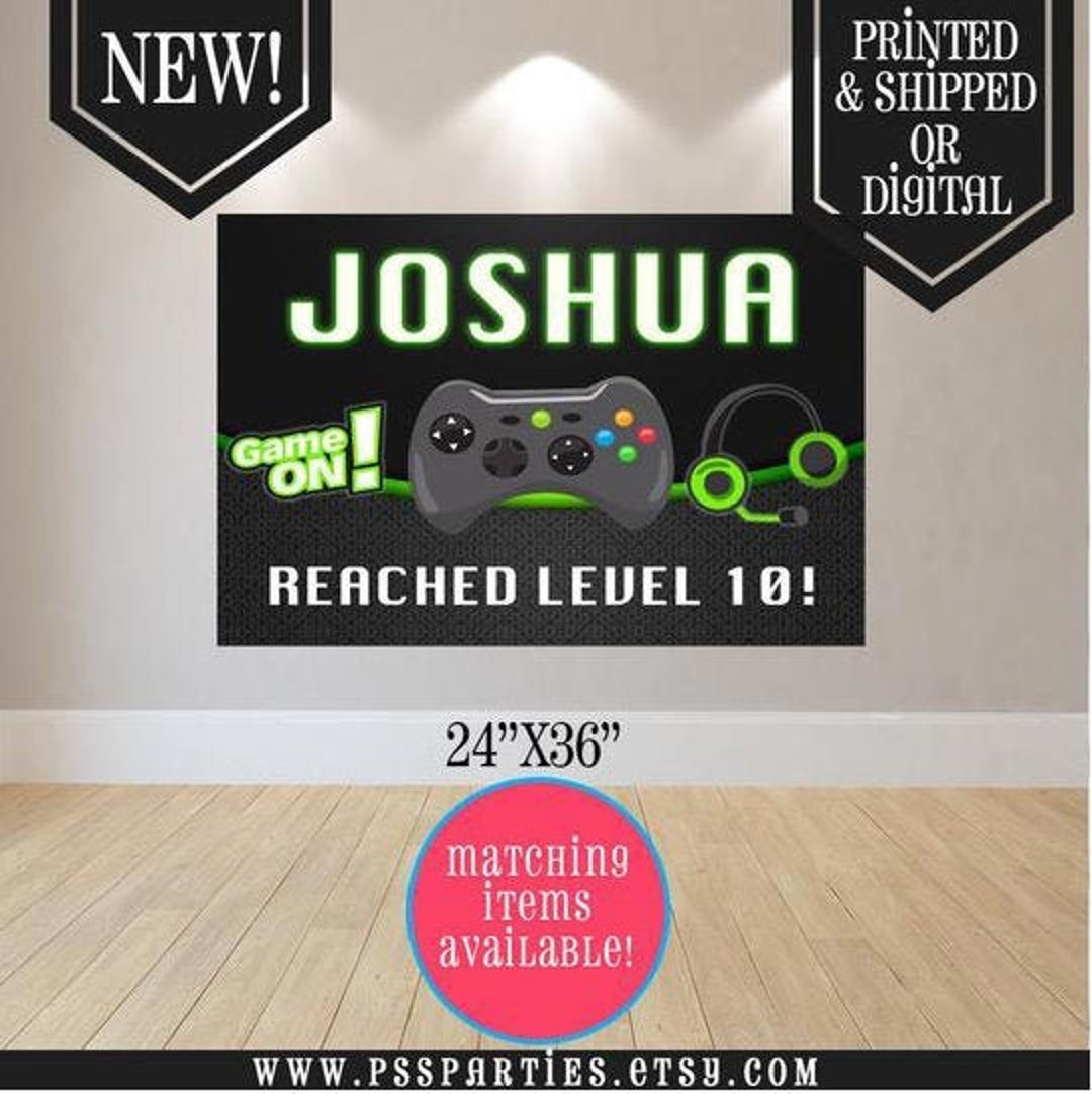 Game on Birthday Sign - Game on - Video Game Party - Gamer Party - Game ...