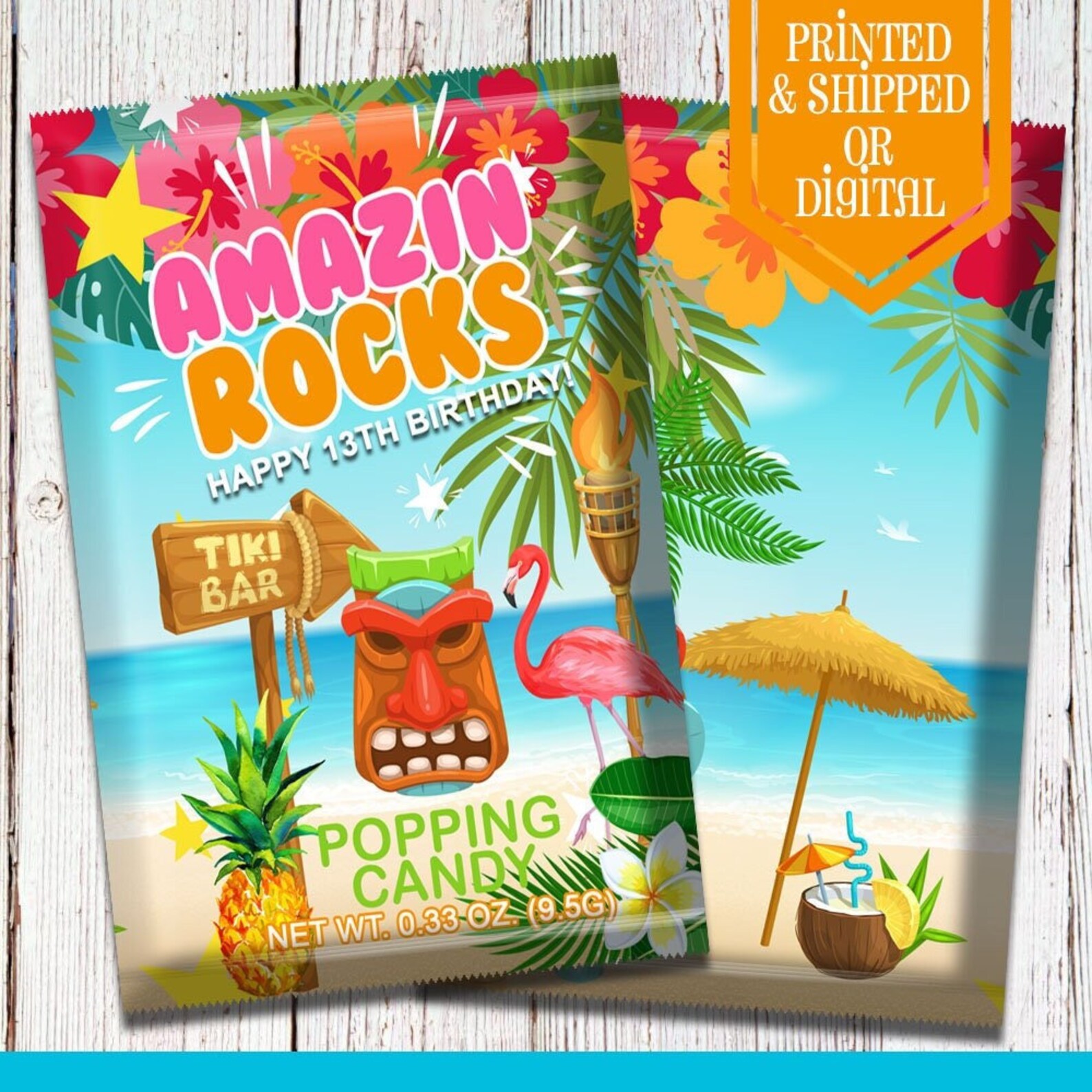 Tiki Luau Popping Candy Candy Labels Tiki Party Luau | Etsy
