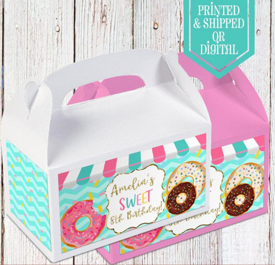 Donut Party Favor Box - Gable Box - Donut Party - Donut Birthday Party ...