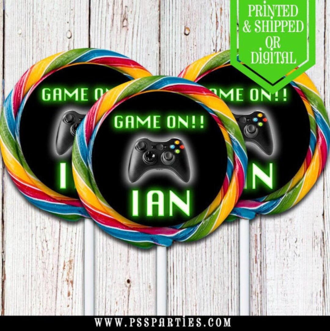 Game on Lollipop Labels - Candy Labels - Game on Party - Video Game ...
