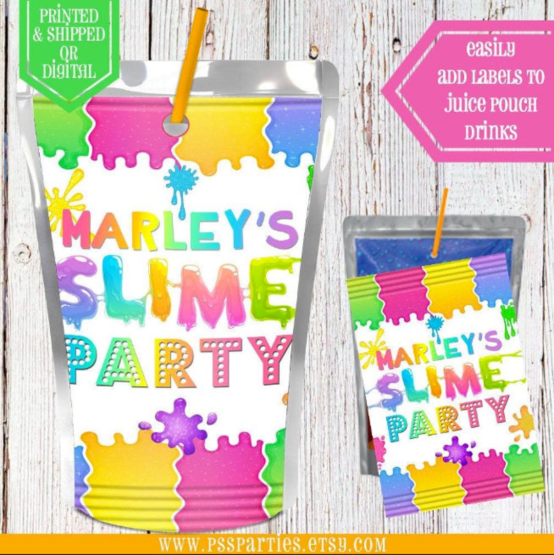 Rainbow Slime Juice Pouch Labels - Juice Labels - Slime Party - Slime ...
