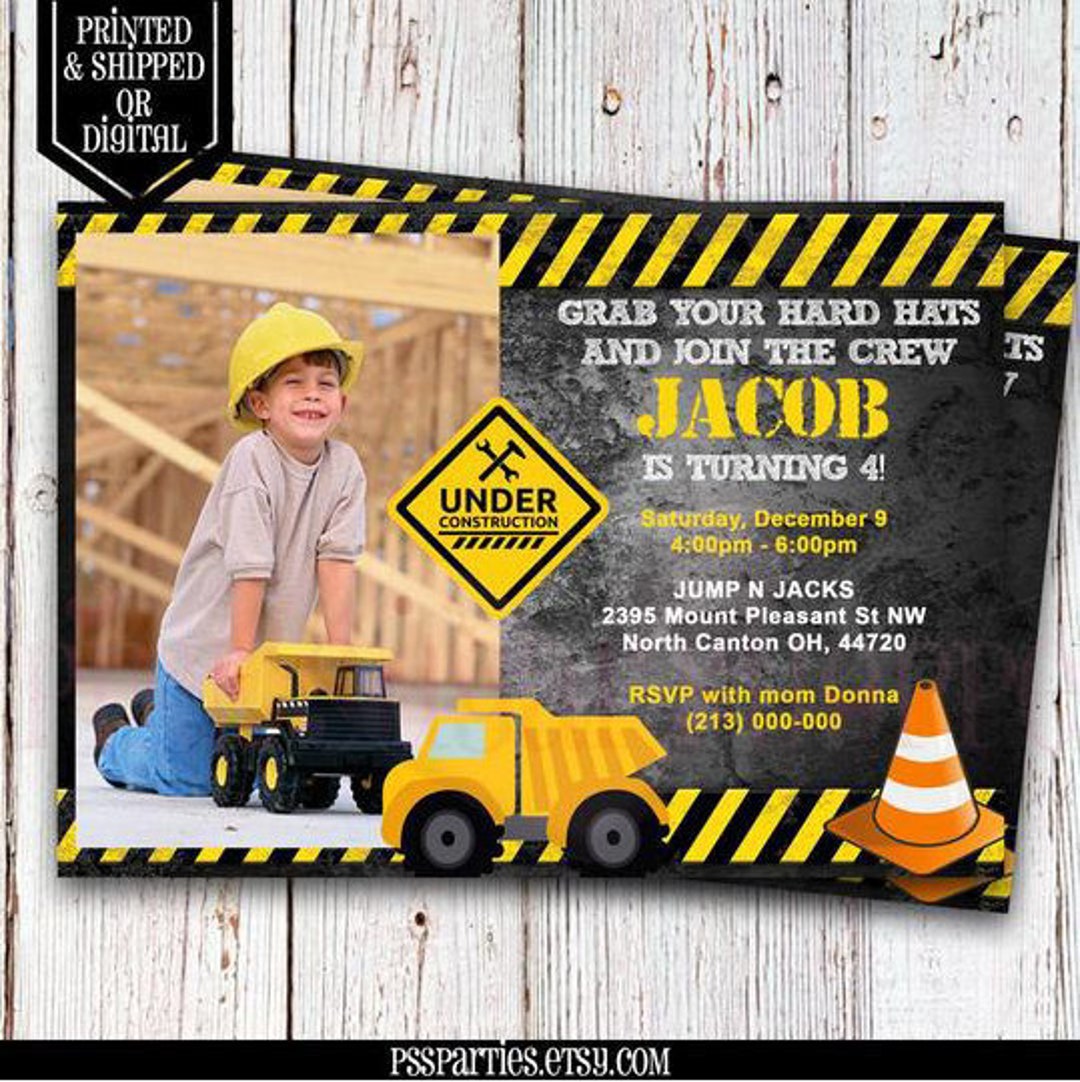 Construction Photo Invitation Custom Invitation Construction ...