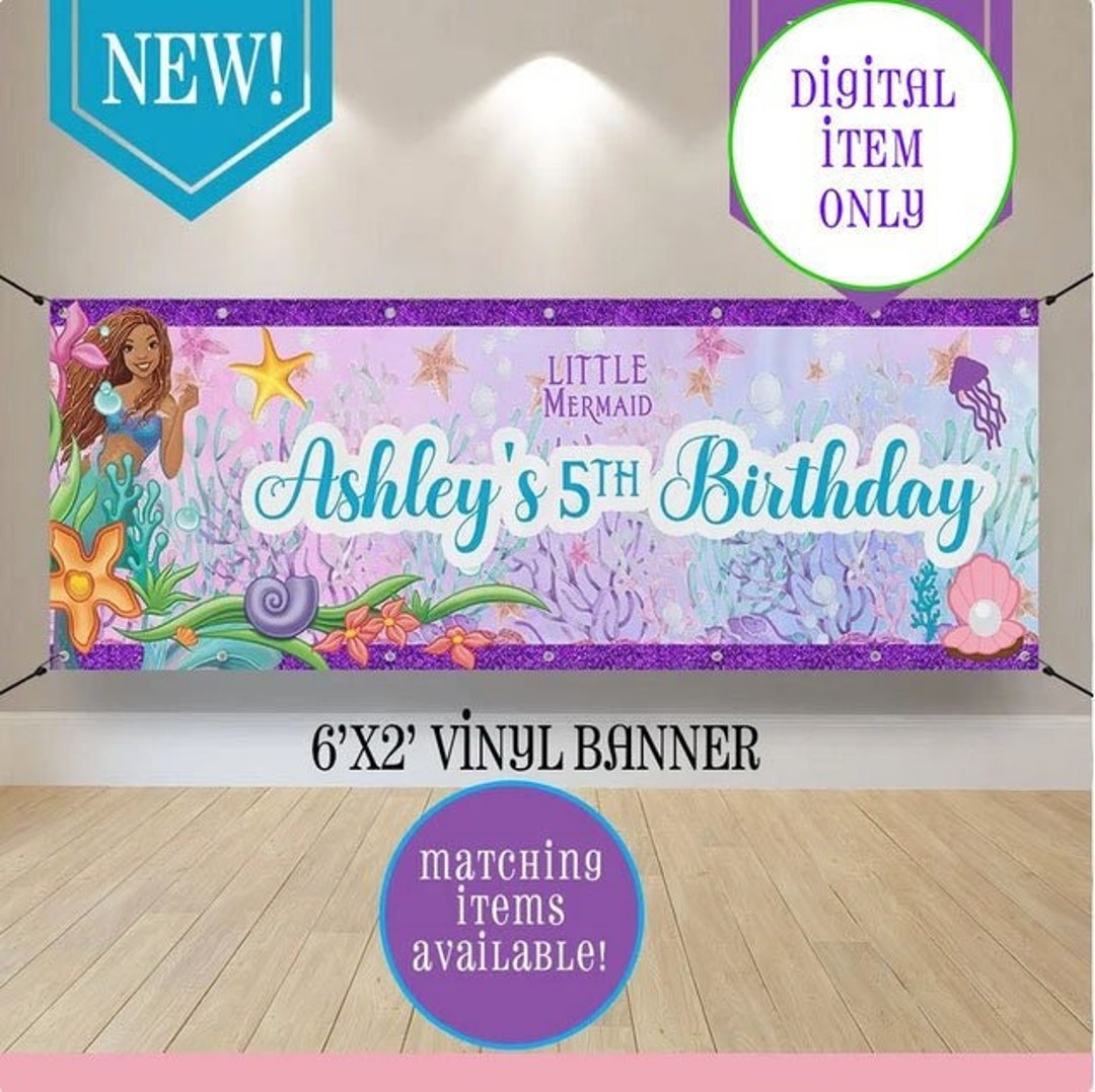 The Little Mermaid Banner - Black Mermaid - Little Mermaid Party - Live ...