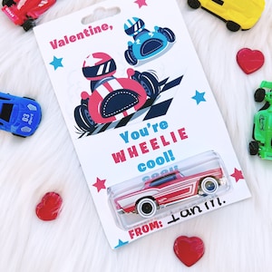 Race Car Valentines Day Card - Kids Valentine - Wheelie - Racing - Boy ...