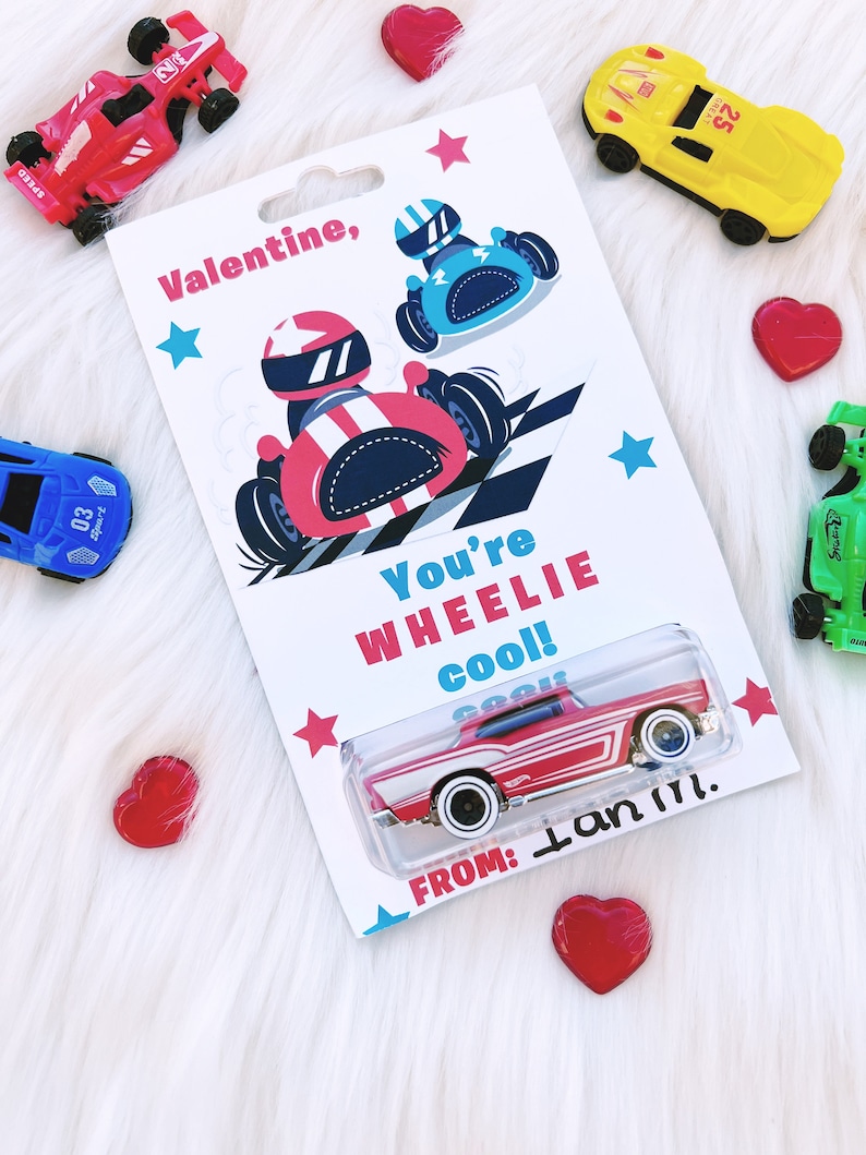 Race Car Valentines Day Card Kids Valentine Wheelie | Etsy