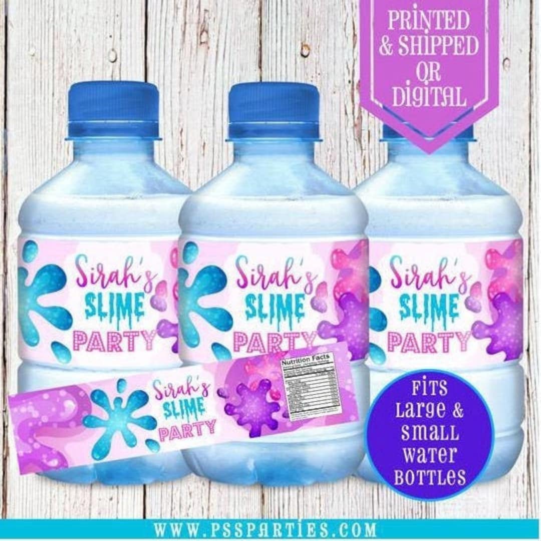 Slime Water Bottle Labels - Water Label - Slime Party - Slime Birthday ...