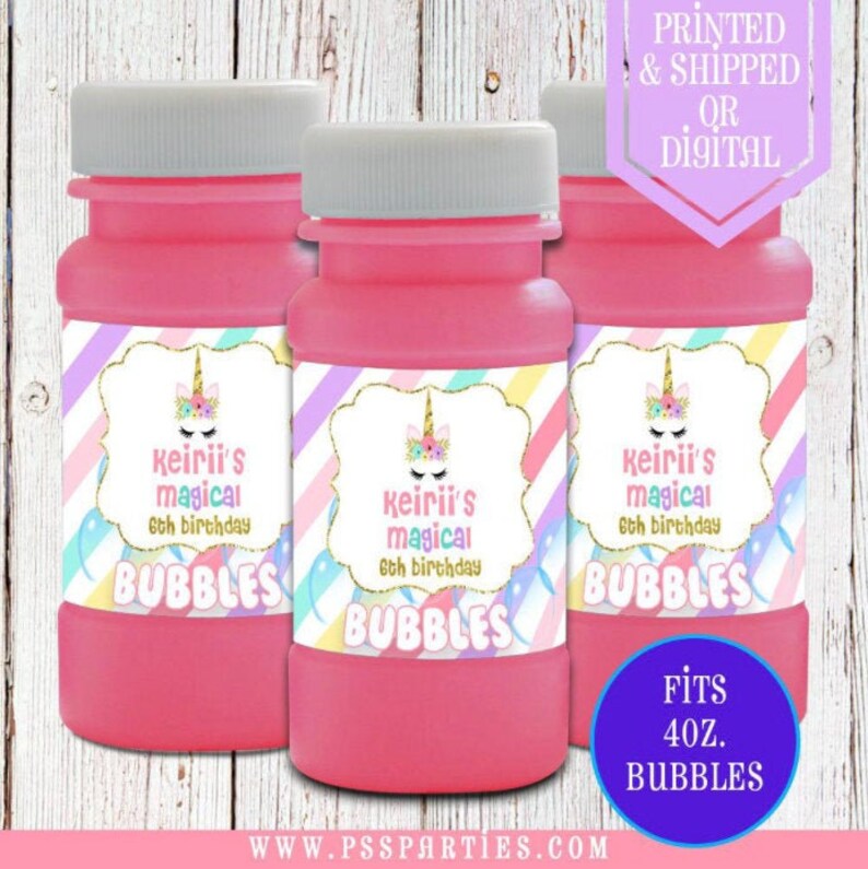 Unicorn Bubble Labels Bubble Labels Unicorn Party | Etsy