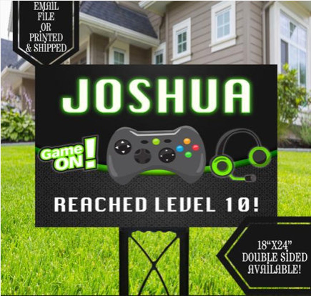 Game on Yard Sign - Game on - Video Game Party - Gamer Party - Yard ...