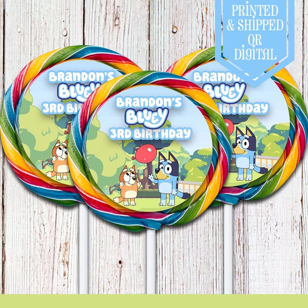 Bluey Lollipop Labels Candy Labels Bluey Birthday Party Bluey Birthday ...