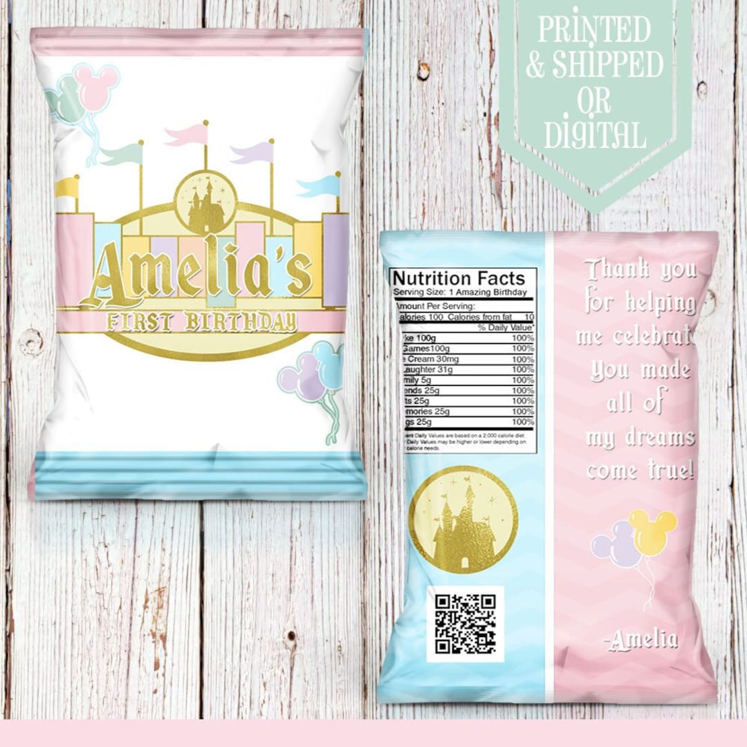 White Disneyland Chip Bags - Chip Bags - Vintage Mickey Party ...