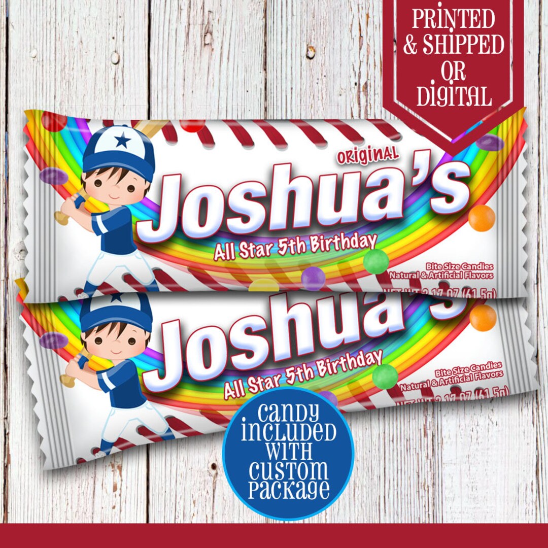 Baseball Boy Rainbow Candies - Candy Label - Baseball Party - Baseball ...