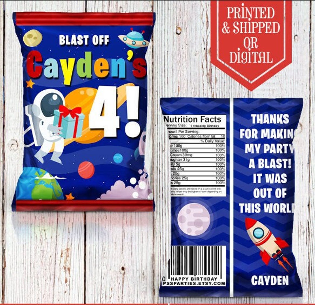 Space Chip Bag - Space - Space Party - Two the Moon - Blast off - Outer ...