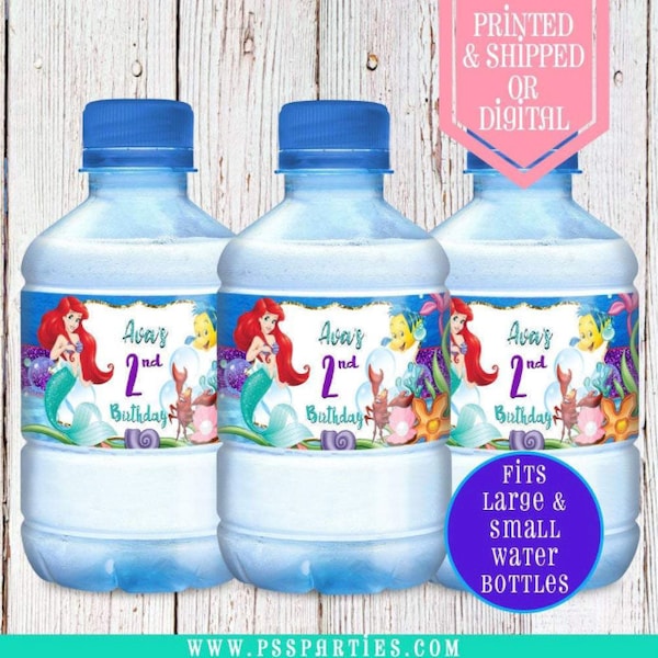 Little Mermaid Water Bottle Label Stickers - Etsy