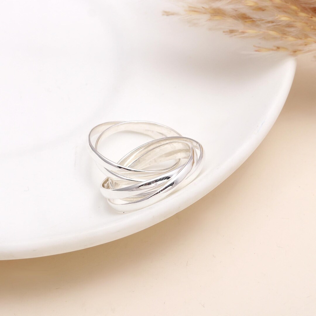 Triple Rolling Silver Ring, Sterling Silver Russian Wedding Band ...