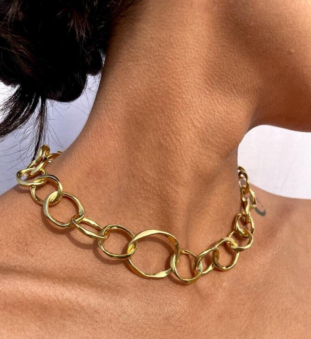 Brilliant Brass Elegance: A Chain Necklace Statement, Length 16 Inches ...