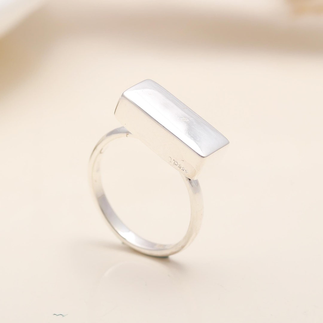 Flat Bar Ring, 925 Sterling Silver in US Size 5,6,7,8,9,10, Signet Ring ...