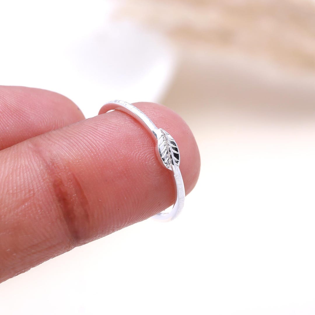 Skinny Sterling Silver Floral Leaf Pattern Ring Floral Standard Ring ...