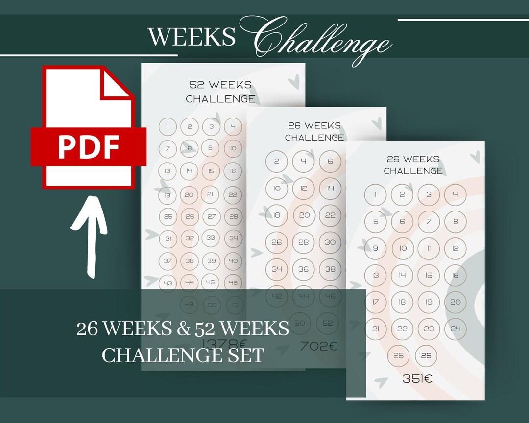 26 & 52 WEEKS Savings Challenge Set A4 A5 A6 PDF - Etsy