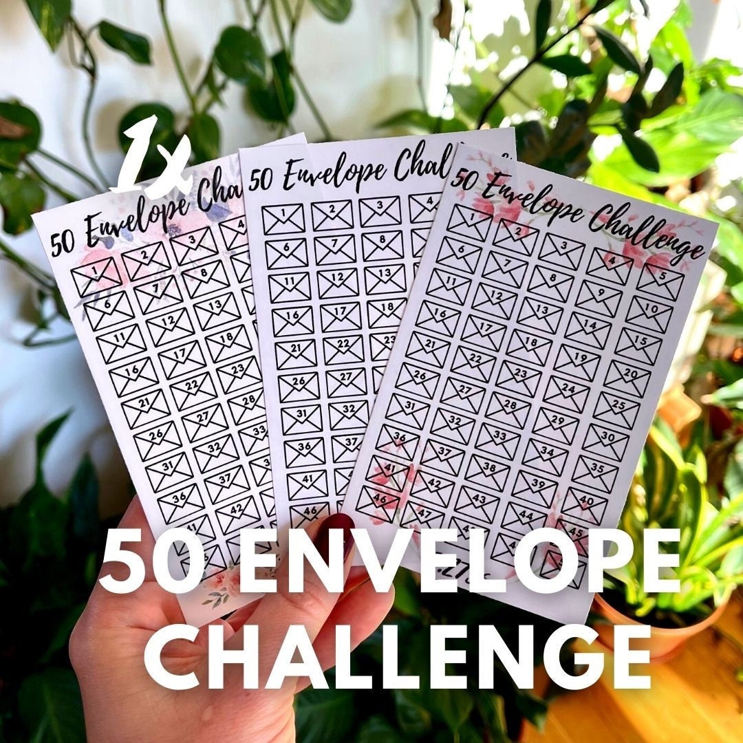 50 Envelope Challenge Tracker Visualize Savings Goals and Successes ...