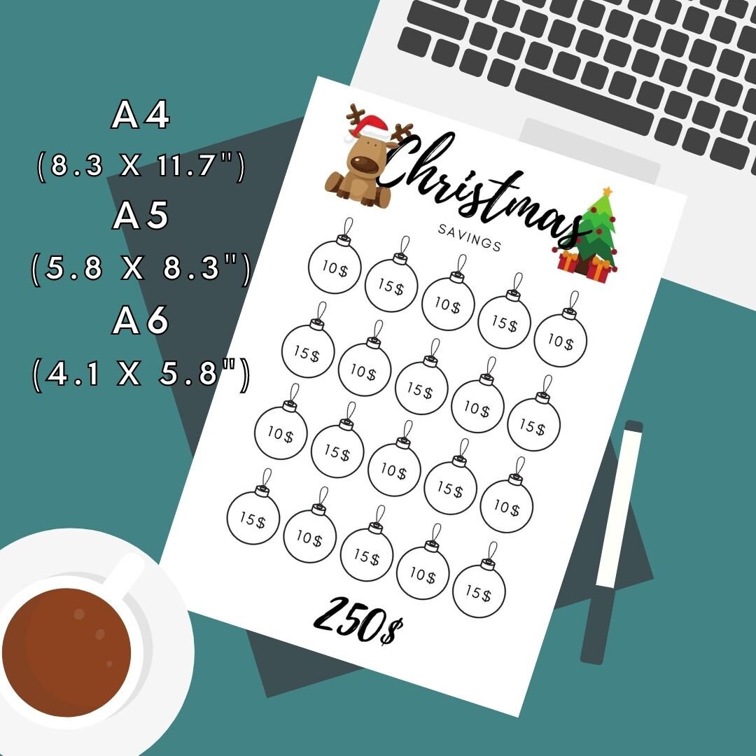Christmas Savings Challenge Tracker Money Set A4 - A5 - A6 Download PDF ...
