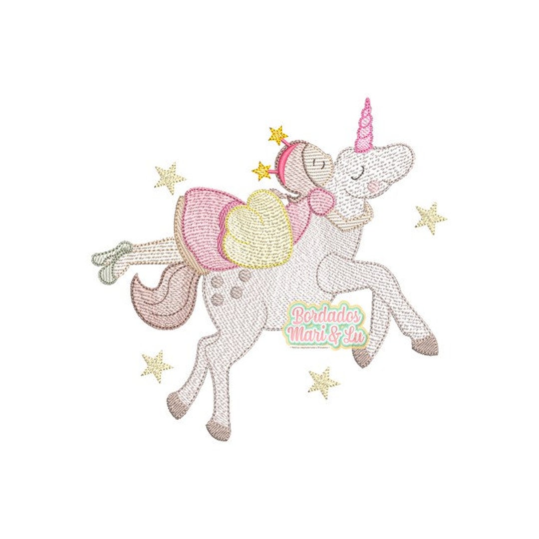 Cute Machine Embroidery Designs Cute Girl and the Unicorn Matriz Avulsa ...