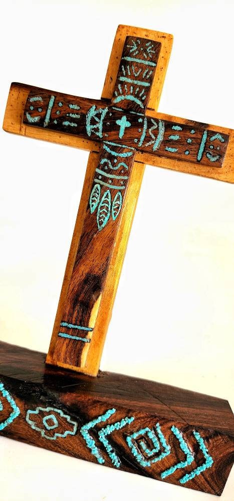 Native American Design Wood Cross Handmade Cross Genuine - Etsy