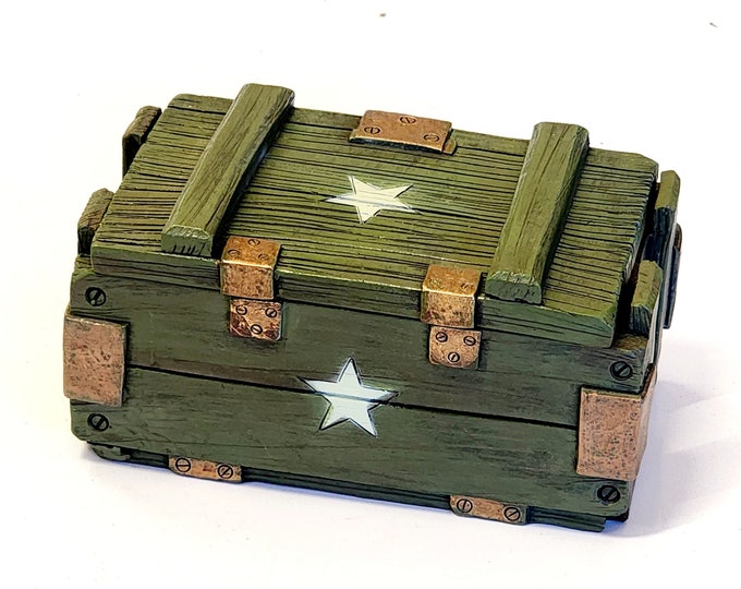 Small Decorative Military Ammunition Storage Box, Trinket Box, Jewelry ...