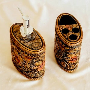 Western Toothbrush and Toothpaste Holder, Hand Soap Dispenser ...